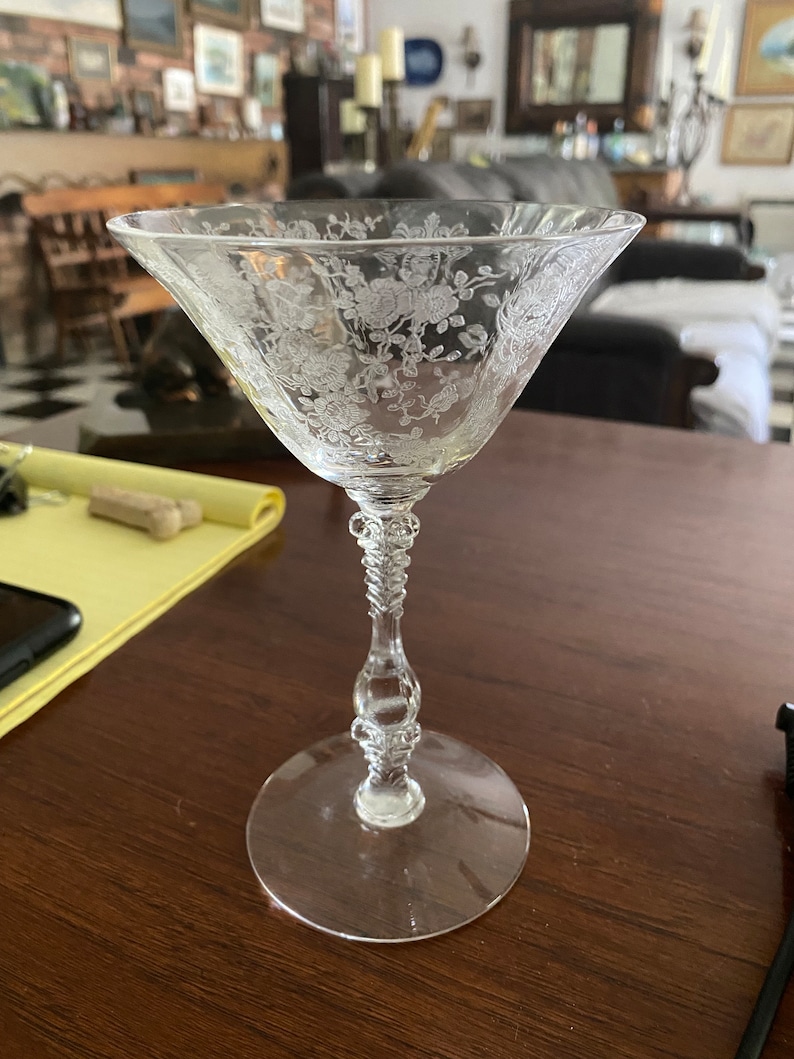 Elegant Cambridge Glass Champagne “ Rose Point” Stemmed Goblet ~ 1934 ...