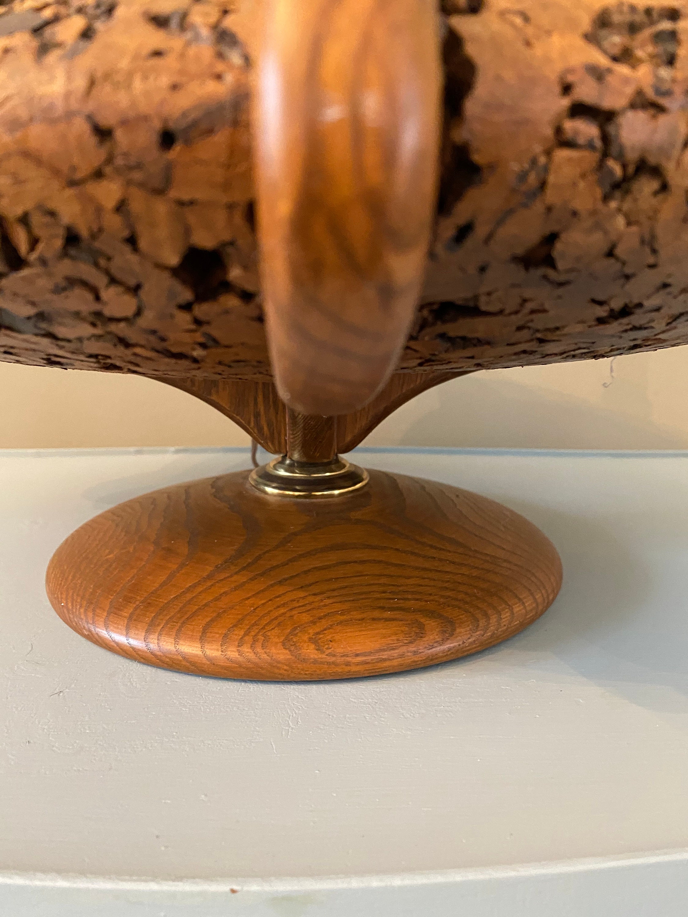 Fabulous Mid Century Modern Cork & Teak Table Lamp - Etsy