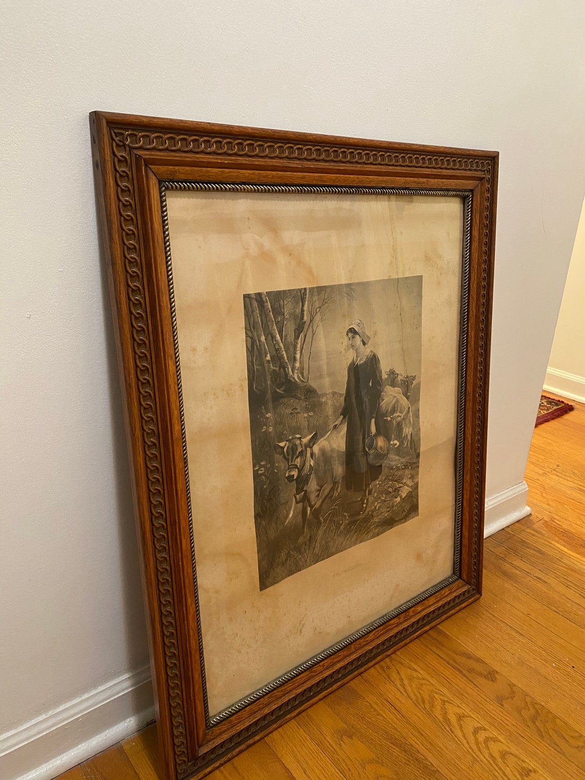 Antique Oak Picture Frame ~ Bakelite Chain Decoration - Etsy