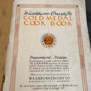 Antique Gold Metal Flour Cook Book Published by Washburn-crosby Co., C ...