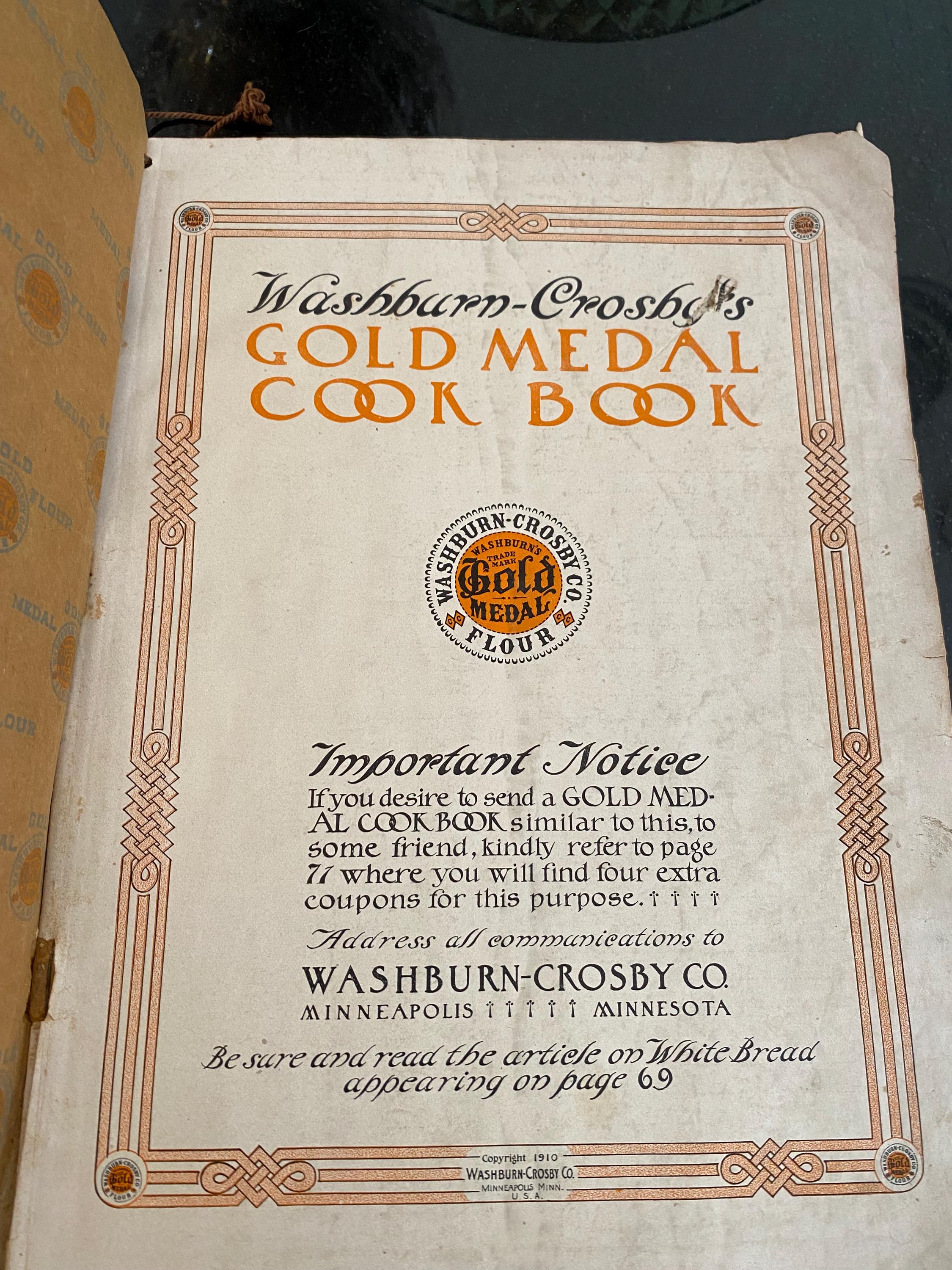 Antique Gold Metal Flour Cook Book Published by Washburn-crosby Co., C ...