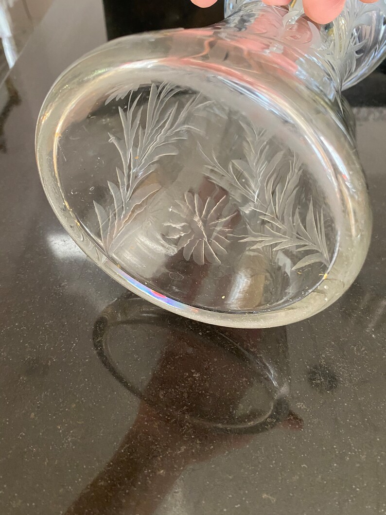 Vintage Cut Glass Crystal Vase ~ Stunning Floral Design - Etsy