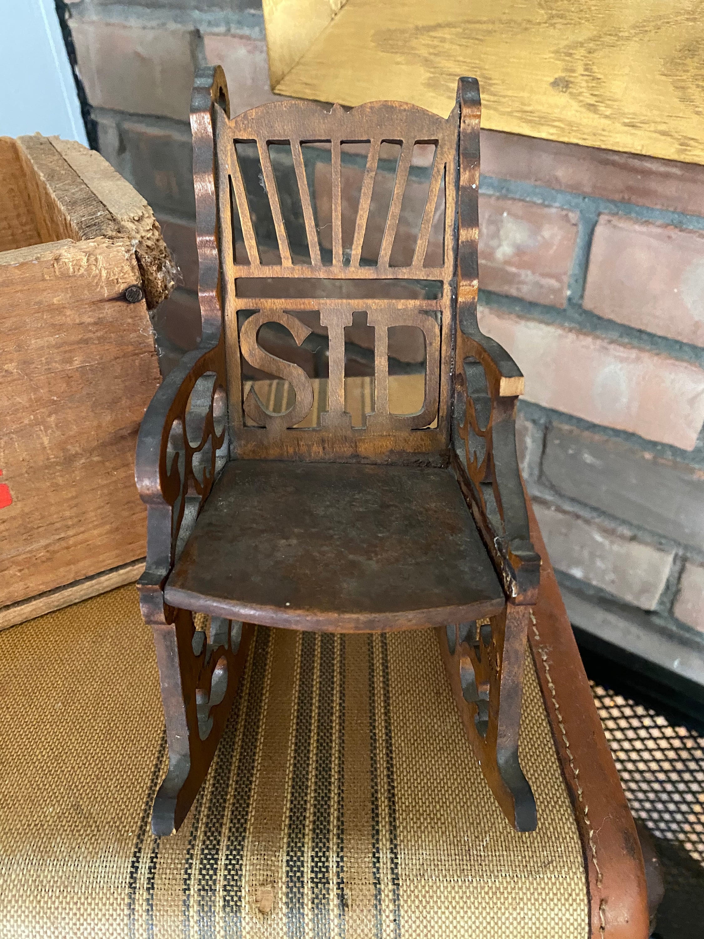 Antique 19th Century Hand Carved Wood Doll Rocker C. 1892 - Etsy