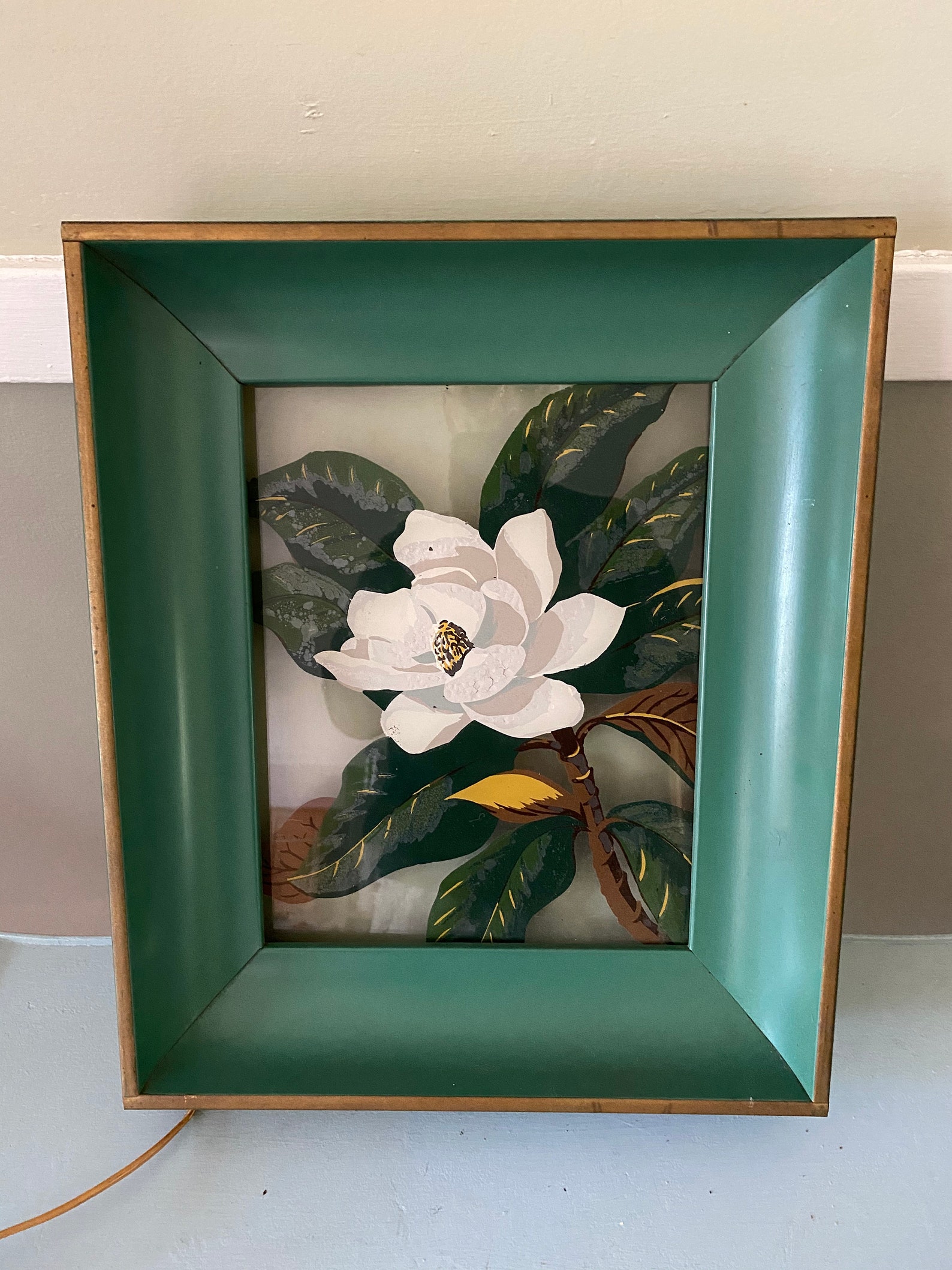 Lighted Shadow Box ~ Reverse Painted Tropical Flower - Etsy