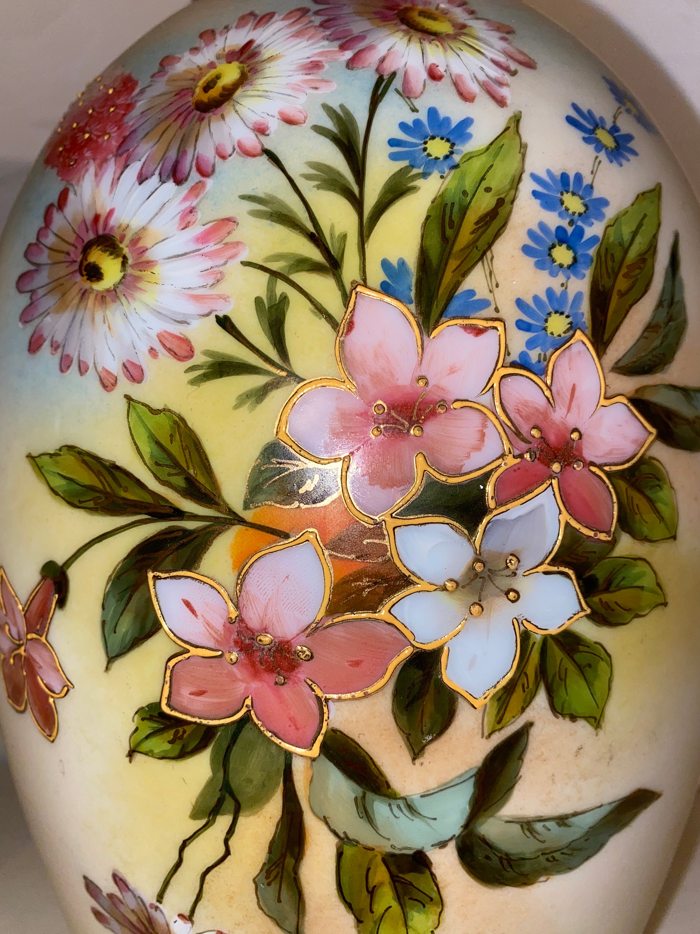 Austrian Glass Superior Decorating Works Vase Vintage Pair Hand Painted ...