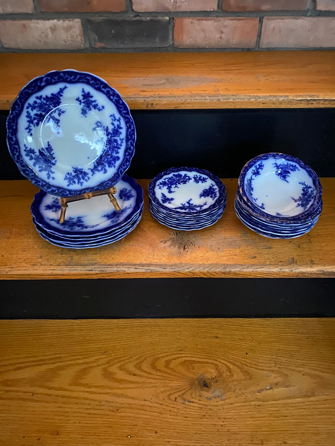 Antique 20 Piece Flow Blue "touraine" Pattern Lot ~ Stanley Pottery Co ...