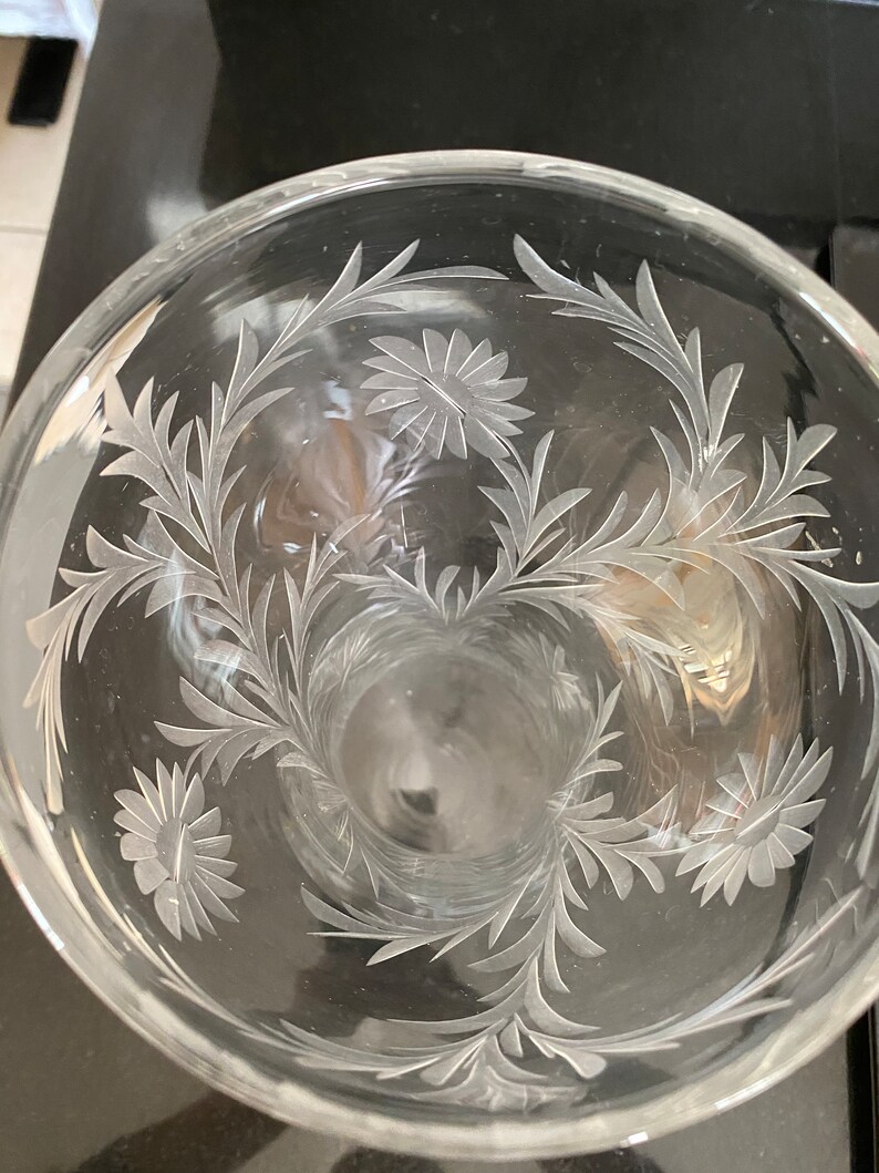 Vintage Cut Glass Crystal Vase ~ Stunning Floral Design - Etsy