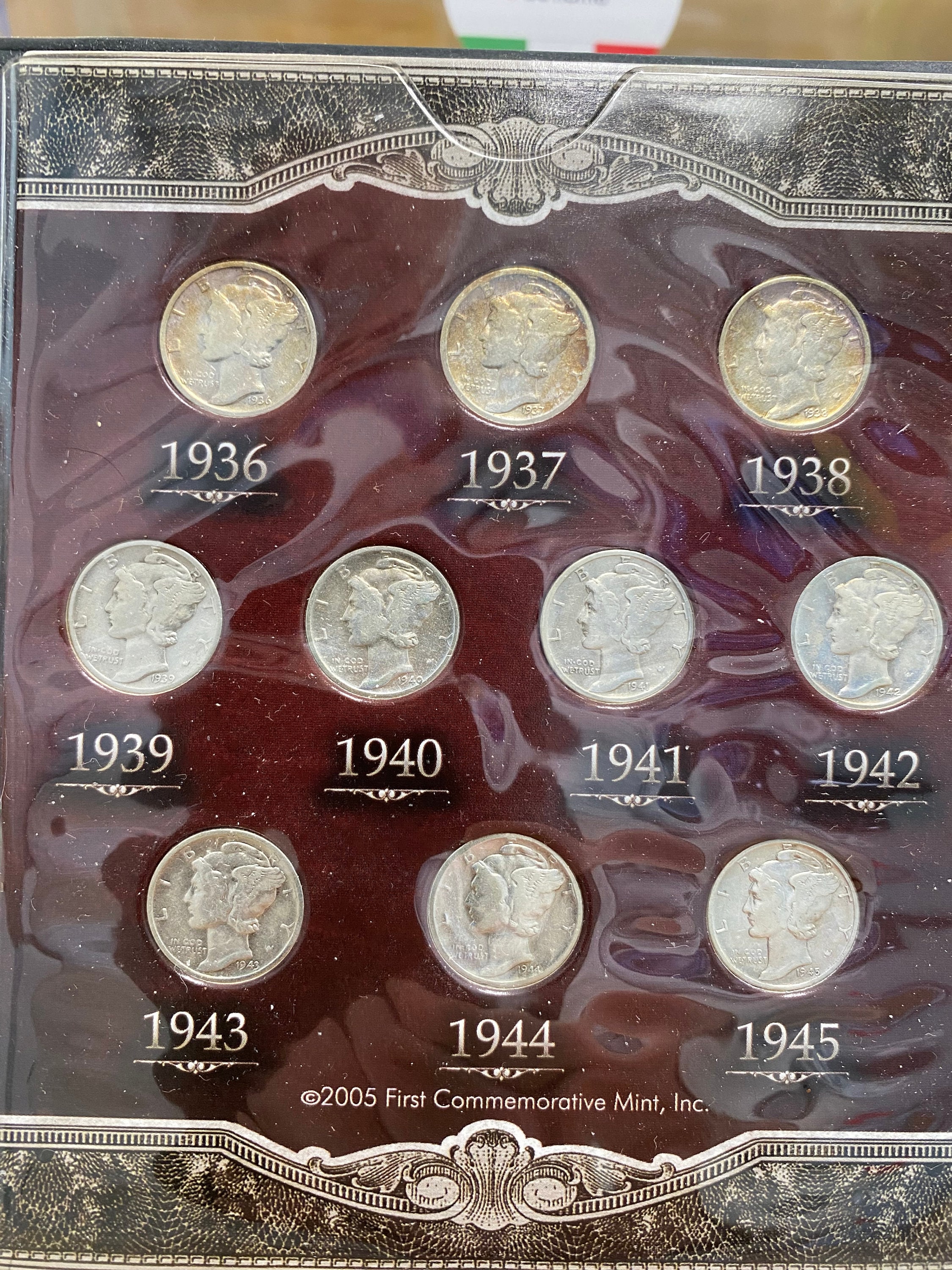 First Commemorative Mint Last 10 Years of Mercury Dimes 1936-1945 With ...