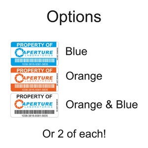 Aperture Laboratories Asset Tags (vinyl Decal Sticker, Car Laptop ...