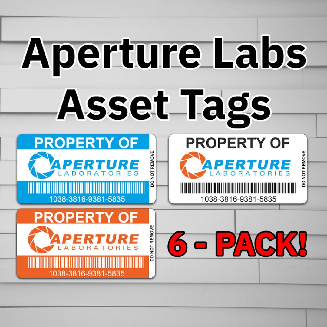 Aperture Laboratories Asset Tags (vinyl Decal Sticker, Car Laptop ...