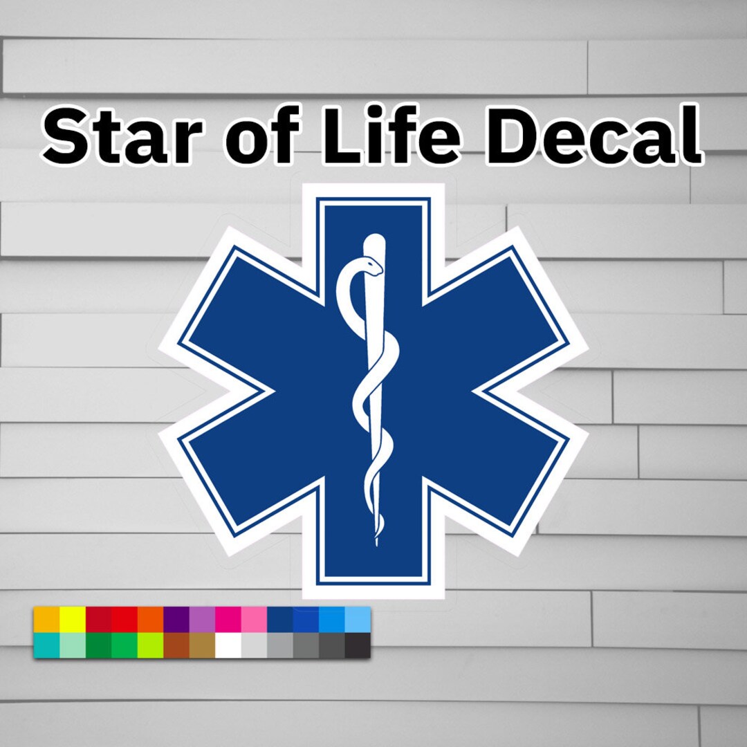 Star of Life Decal (vinyl Sticker, Car Laptop Window Tumbler Water ...