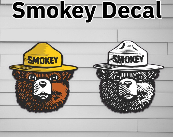 Smokey Bear Decal (sticker for Car Laptop Window Tumbler Water Bottle ...