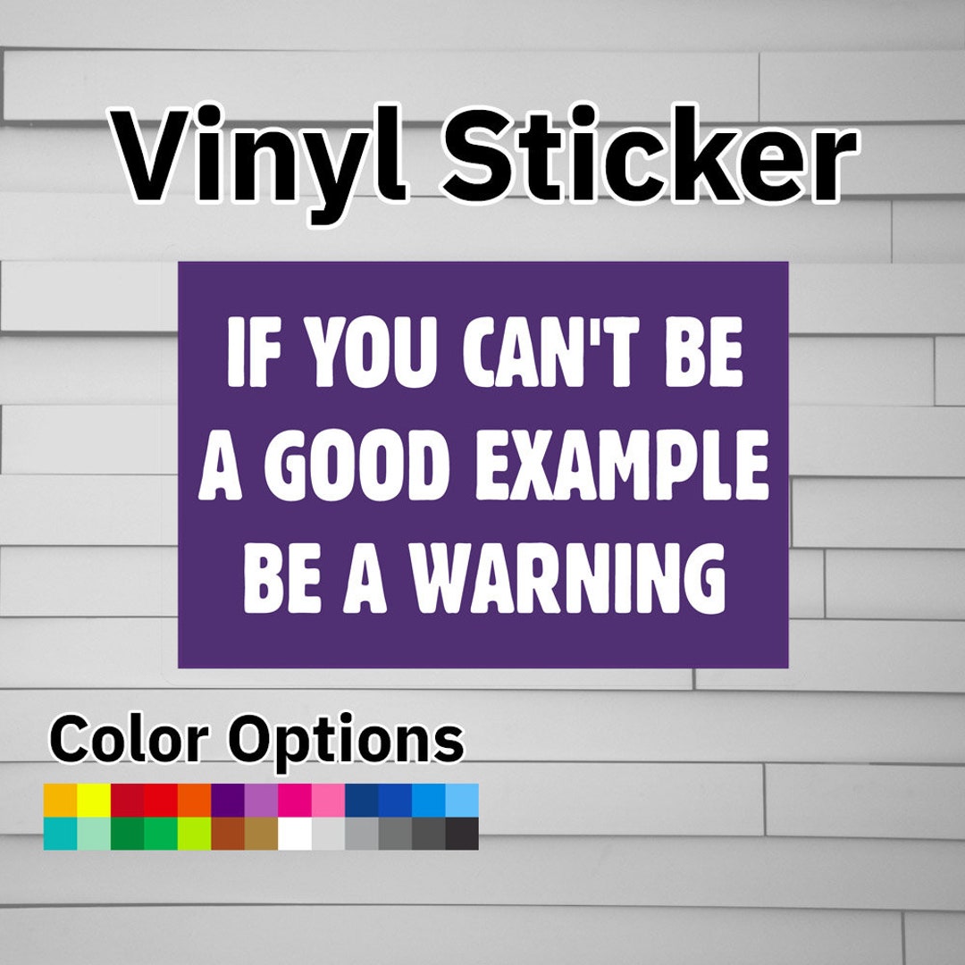 If You Can't Be A Good Example Be A Warning Sticker Vinyl Decal - Etsy