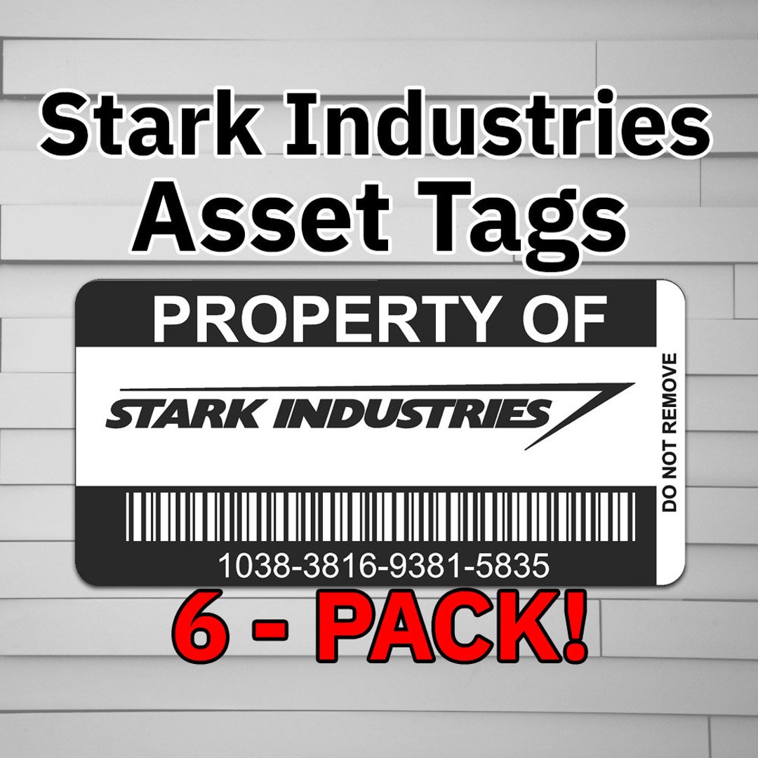 Stark Industries Asset Tags vinyl Decal Sticker, Car Laptop Window ...