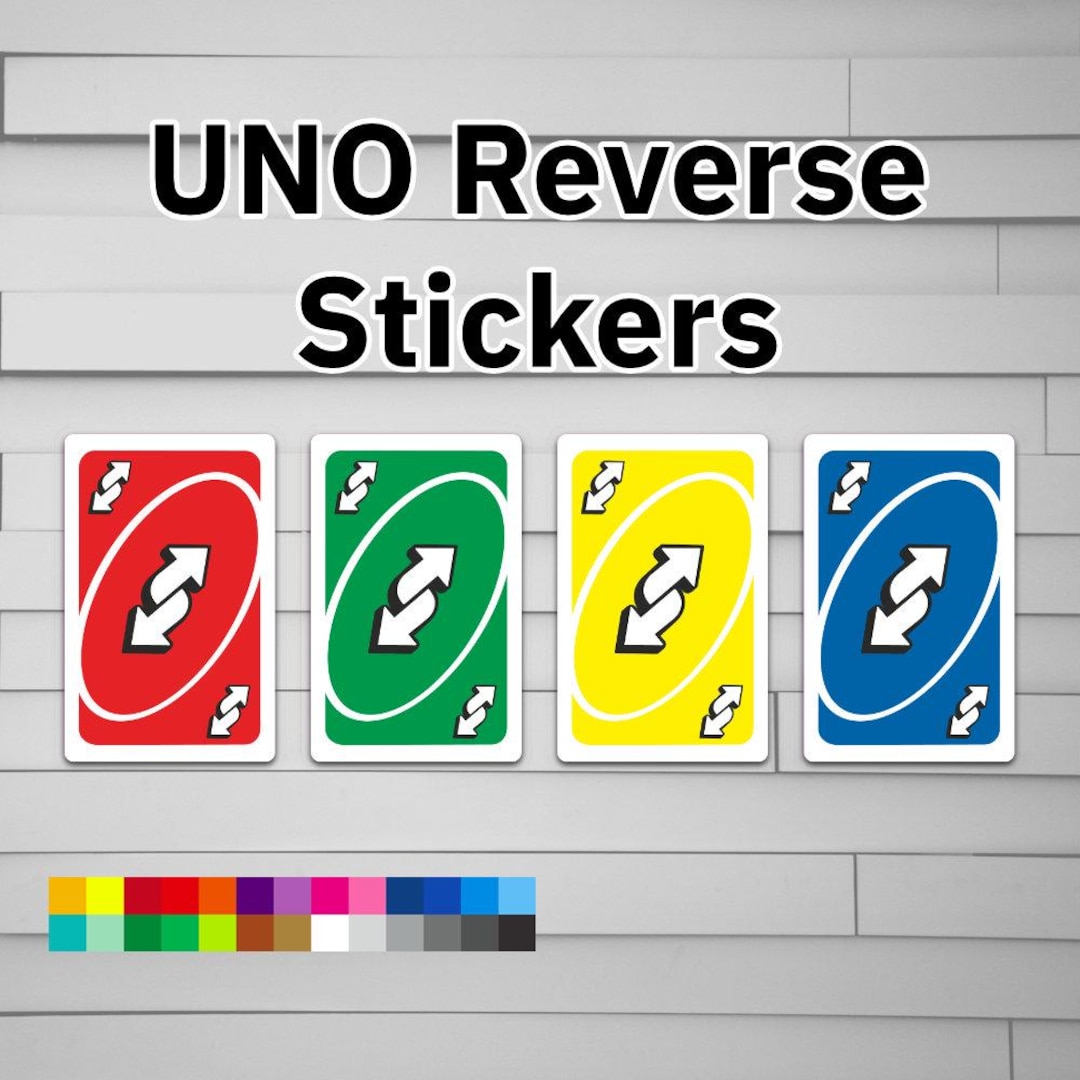 UNO Reverse Card Sticker Vinyl Decal Game Back to You Skip Wild Retro ...