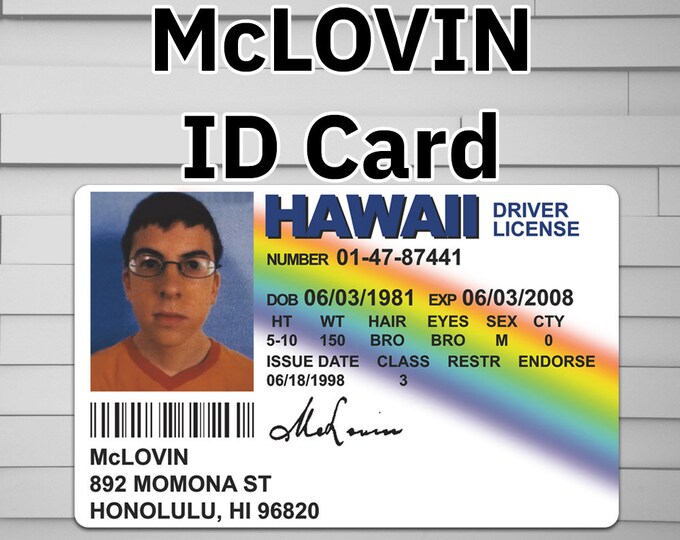 Mclovin ID Card From Movie Superbad ultra High Definition PRINT Free Stamp Shipping - Etsy