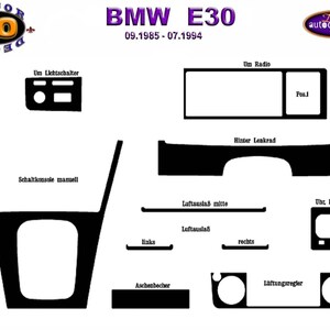 For Bmw E30 3 Series Interior Dash Trim Kit 3M 3D 10-parts Black 1985 ...
