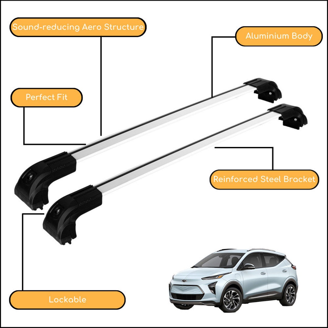 Strong Roof Rack Cross Bars for Chevrolet Bolt EUV 2021-2023 up Silver ...