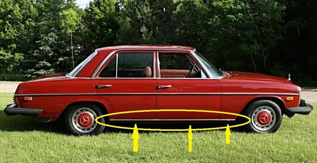 Mercedes Benz W114 W115 Sedan 4 Doors CHROME Lower Side Molding Trim ...