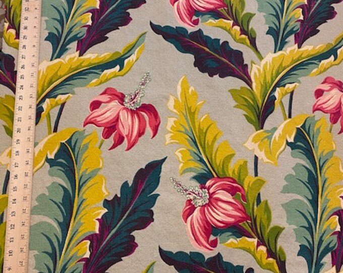 1930's Vintage Bark Cloth Fabric With Tropical Hibiscus 37w X 66l - Etsy