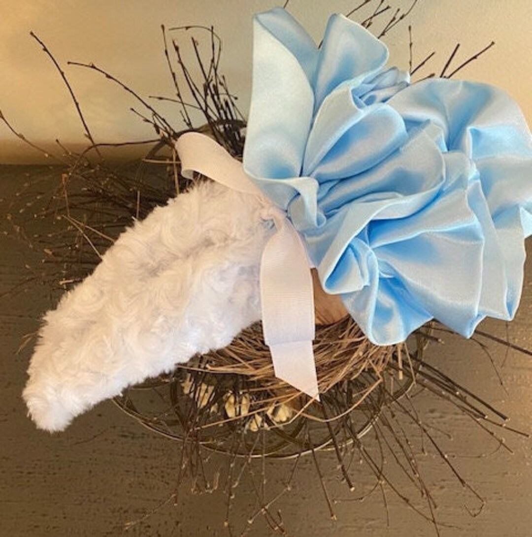 Lovie Baby Blanket Blue Satin and White Minky 20in X 20in - Etsy