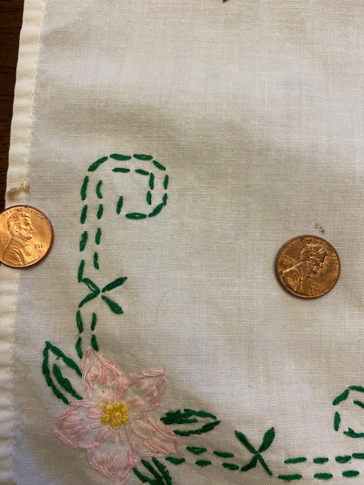16 in W X 14.5 L Vintage Cotton Pink Rose Embroidered Linen - Etsy
