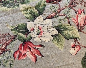 Beautiful Vintage 1940s Bark Cloth Fabric Grey Hawaiian Flowers 70 in L ...