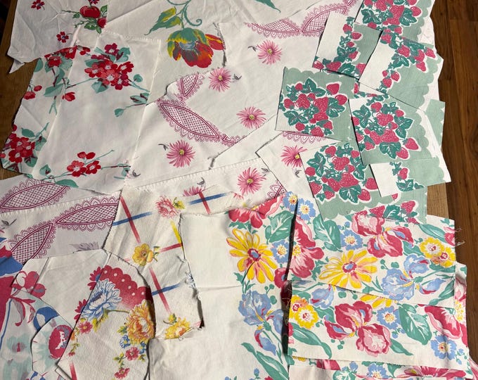 Large Lot (over 13oz) of a Variety of Vintage Tablecloths and Bark ...