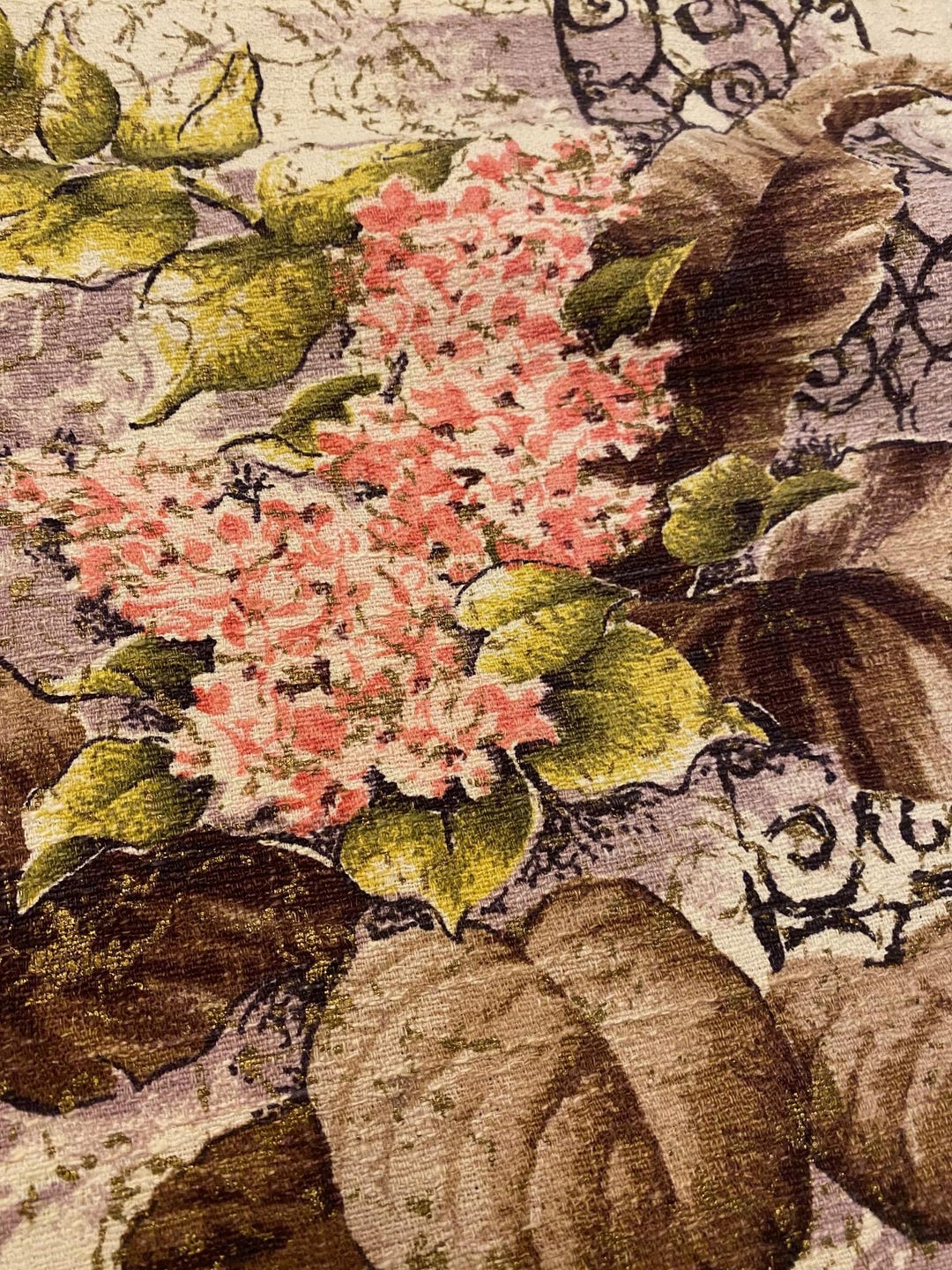 Beautiful Vintage 1940s Floral Bark Cloth Fabric 25 in Wide X 36.5 in ...