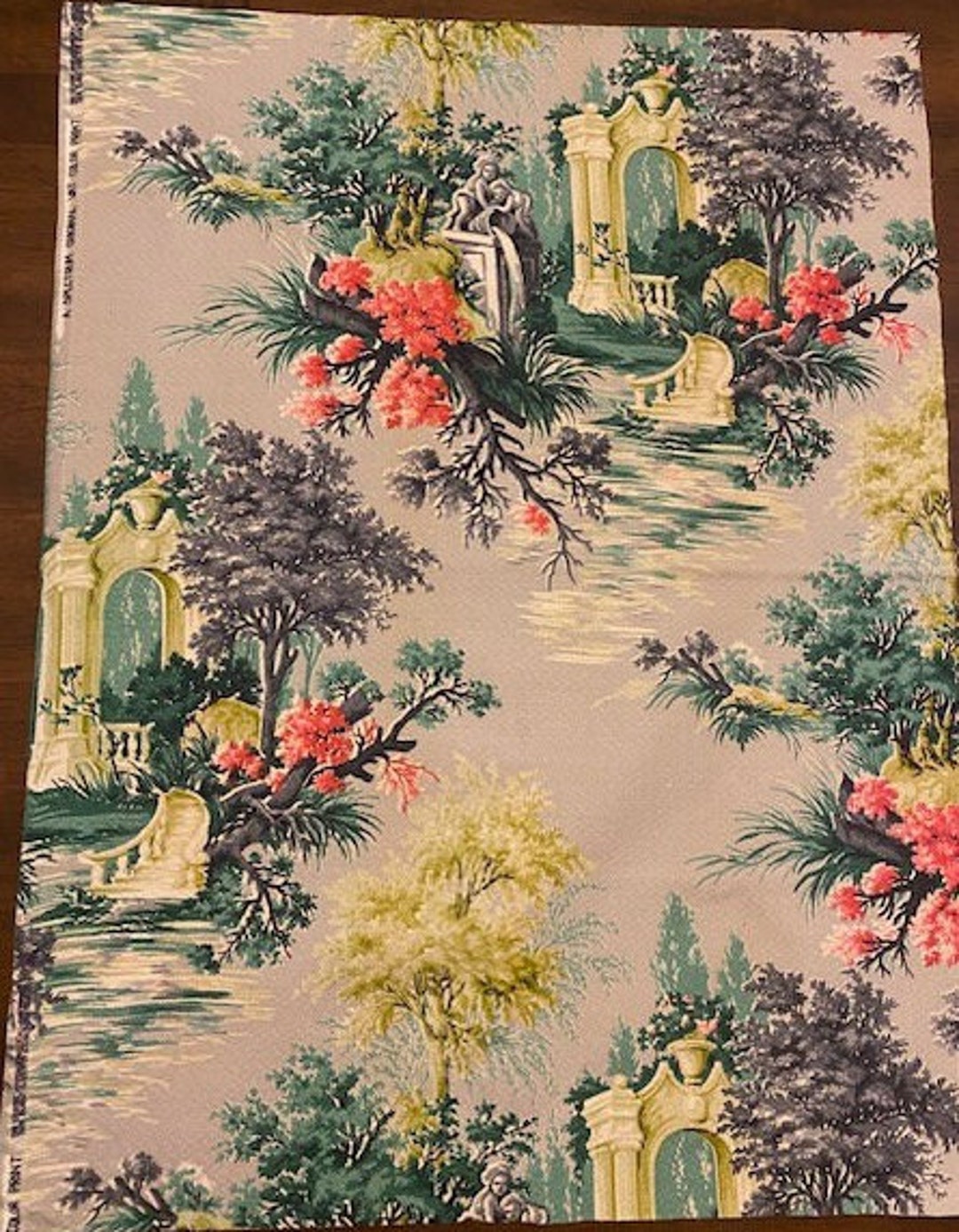 Beautiful Vintage 1940s Bark Cloth Fabric Floral Garden 20 in Wide X 26 ...