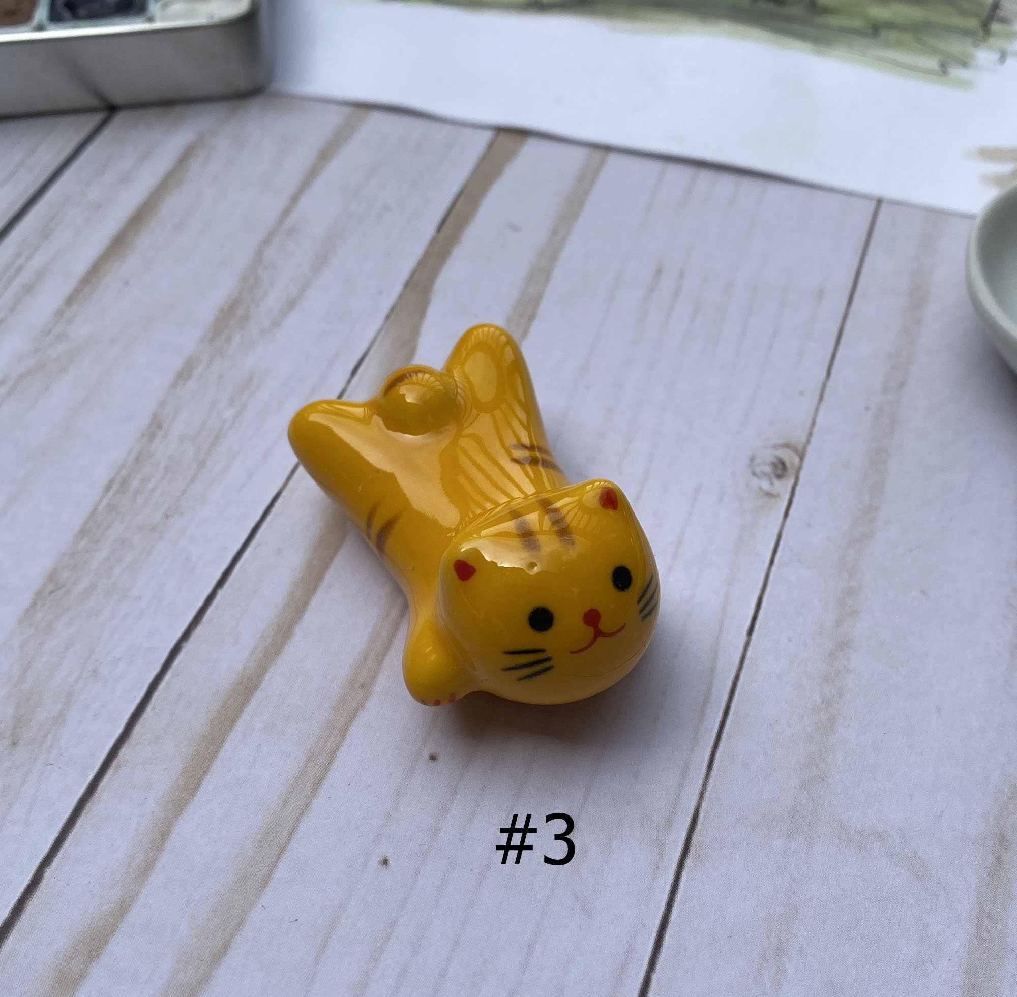 Stretched Kitty Brush Rest Cute Kawaii Cat Ceramic Paint - Etsy