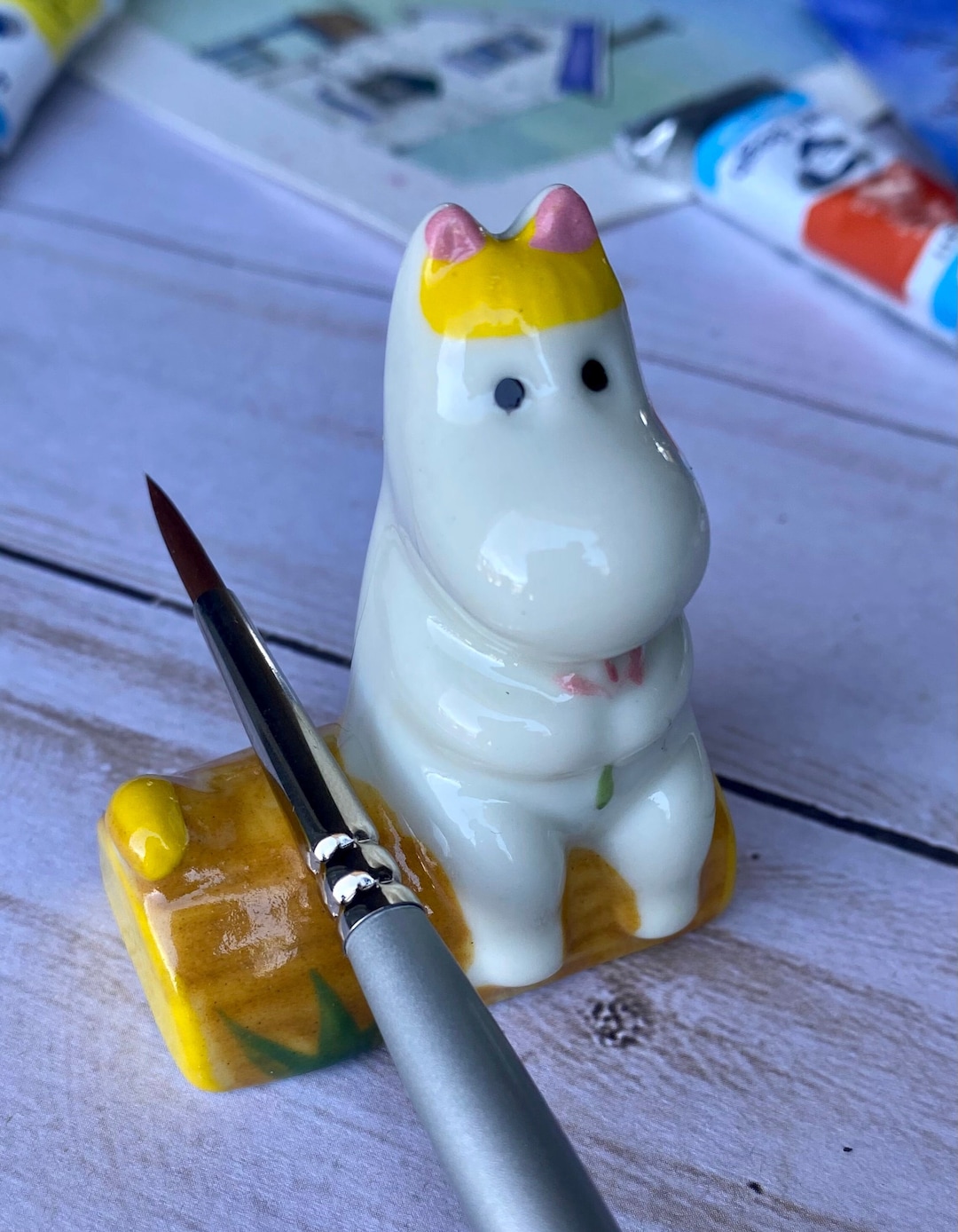 Yellow Hippo Ceramic Paint Brush Rest: Watercolor Accessory - Etsy