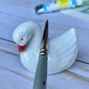 Elegant White Swan Paint Brush Rest, Swan Paint Brush Holder ...