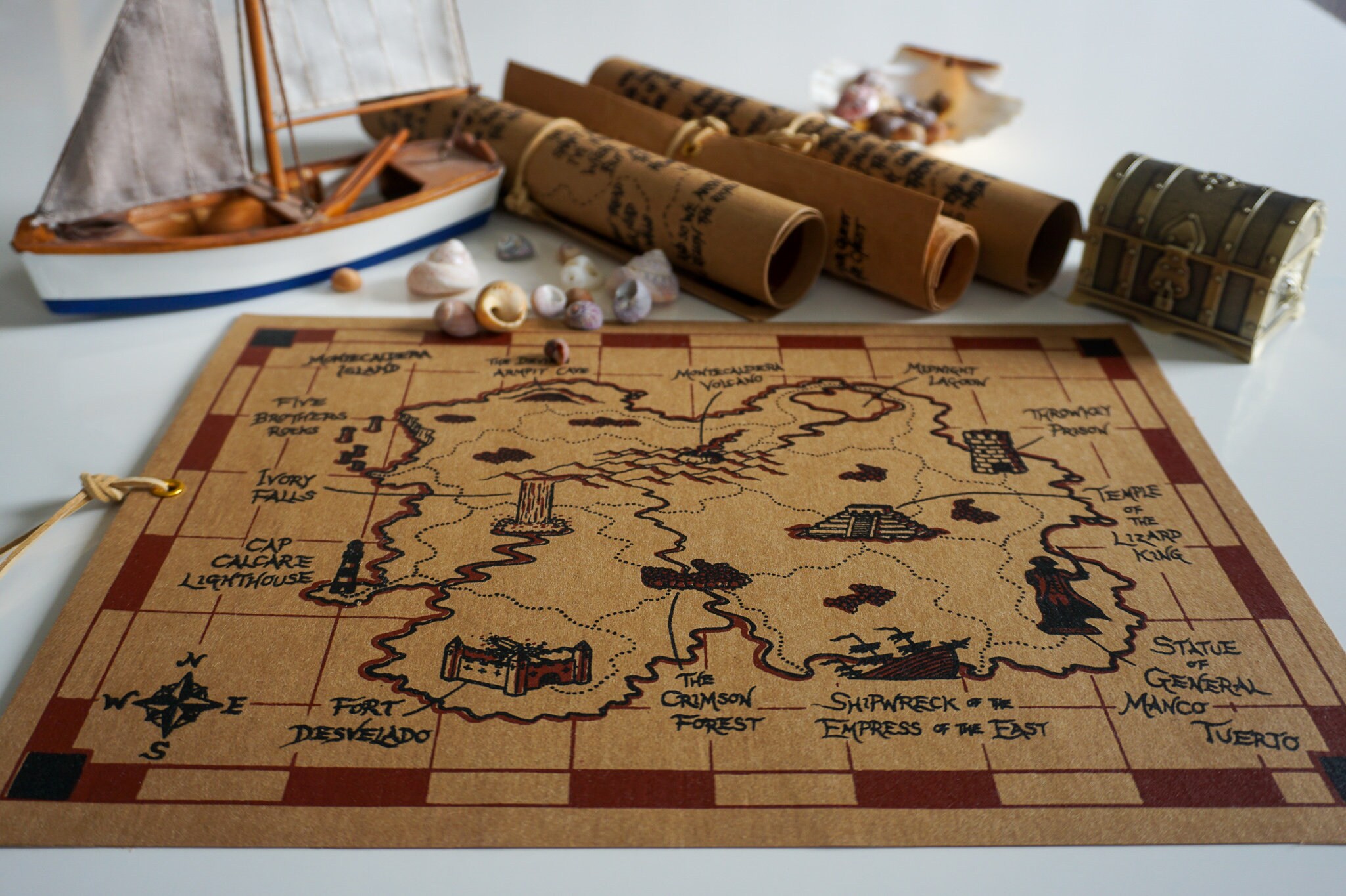 Treasure map with riddles for family games and pirate parties | Etsy