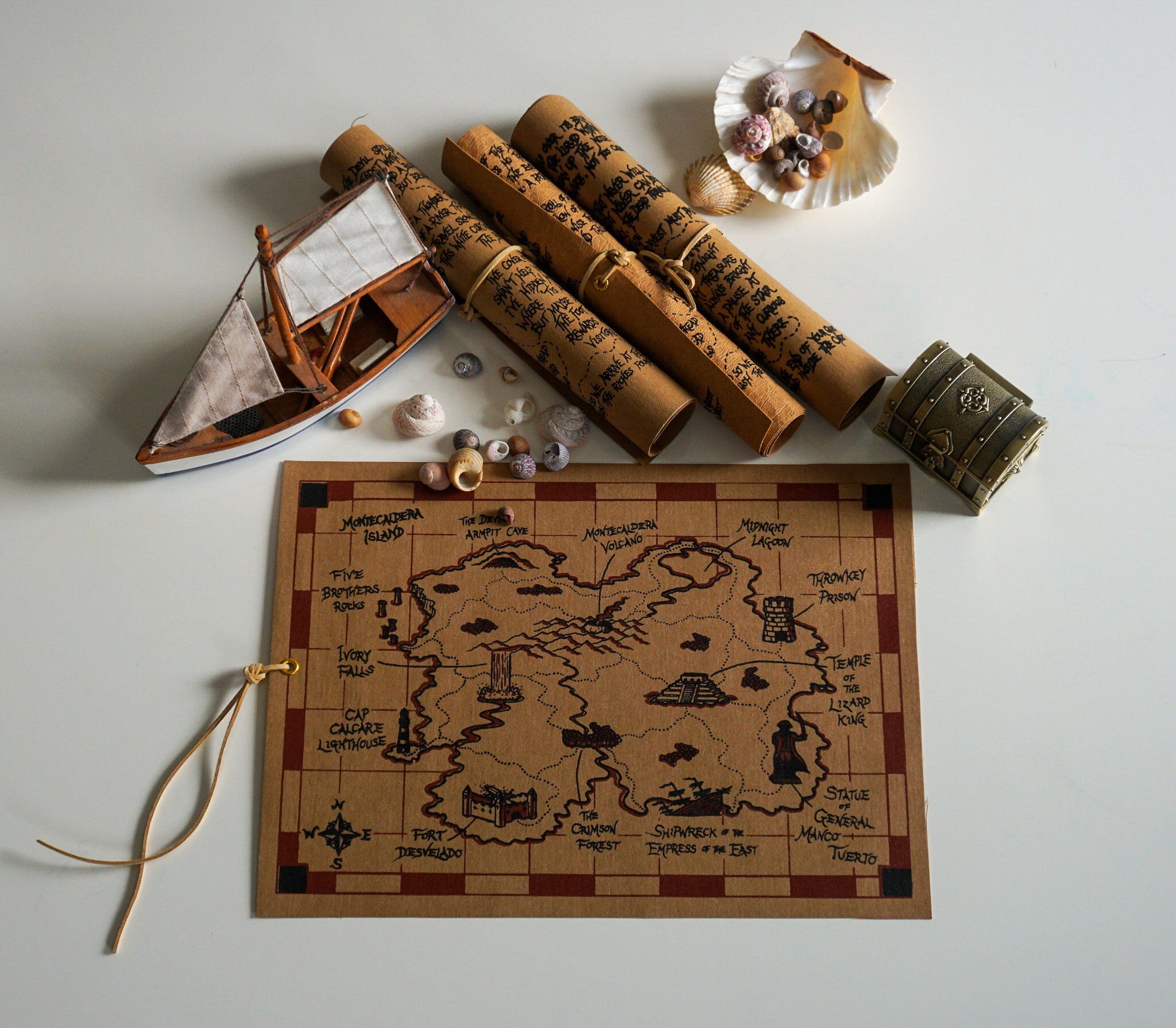 Treasure map with riddles for family games and pirate parties | Etsy