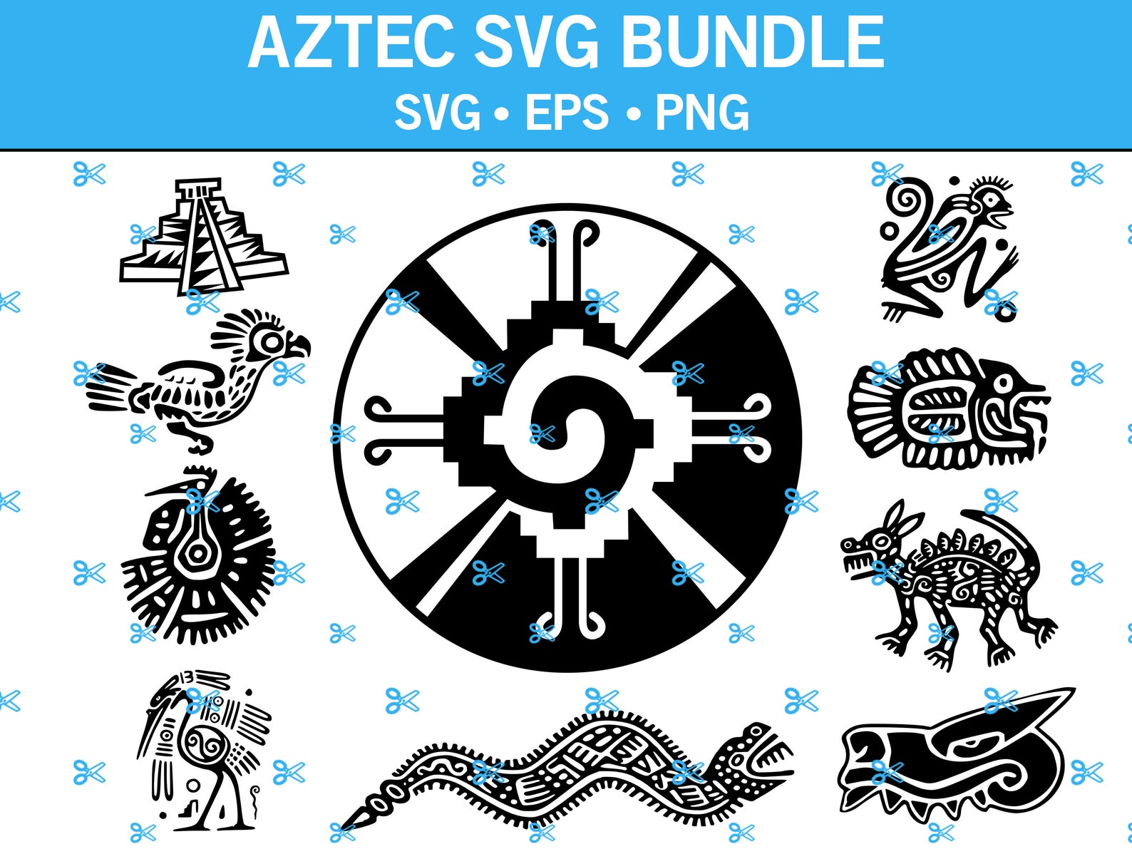 Aztec SVG Bundle, Bird Svg, Snake Svg, Aztec Animals Svg, Aztec Pyramid ...