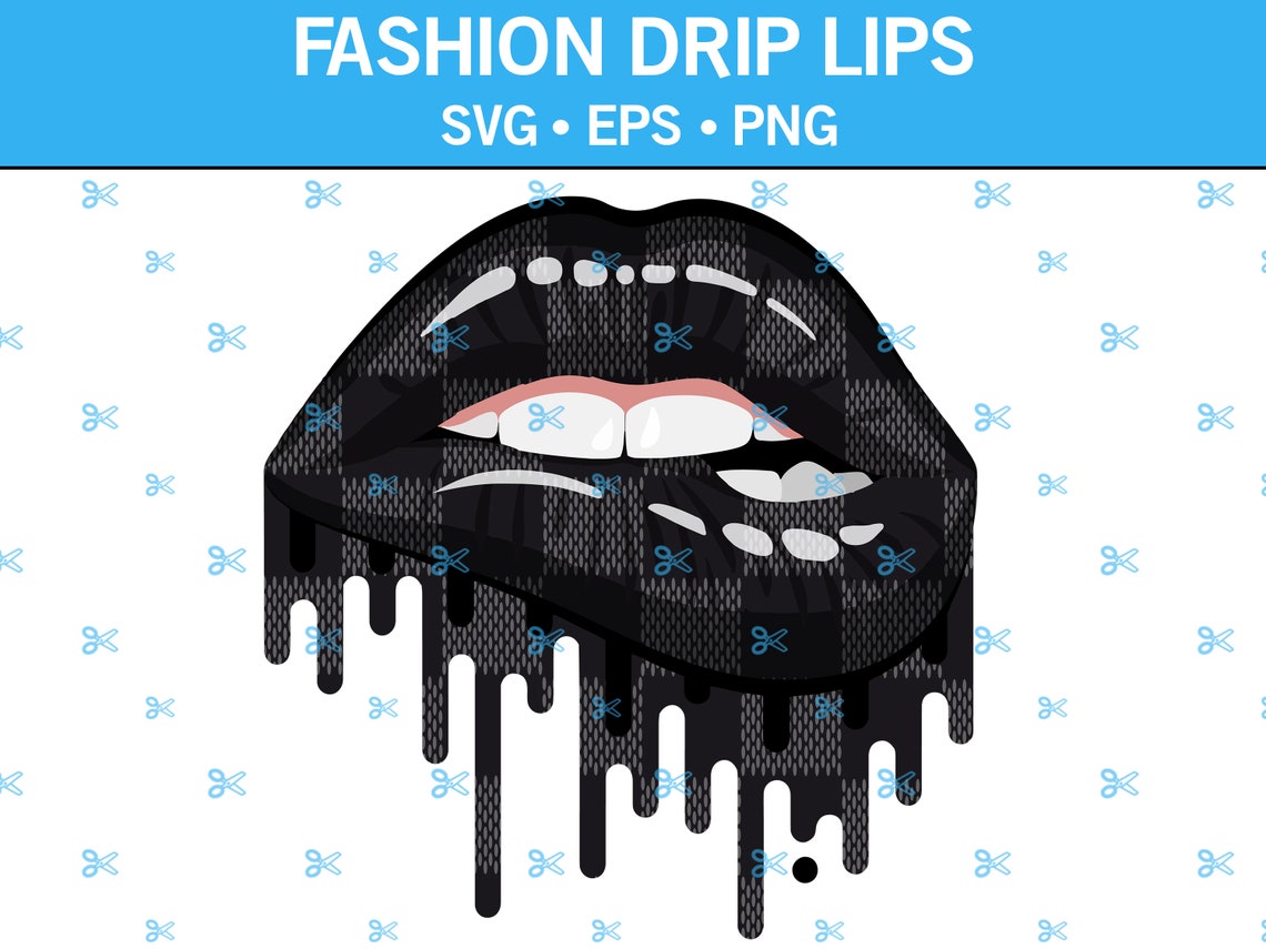 Checkered Drip Lips SVG, Print and Cut Lips, Dripping Lips, Biting Lips ...