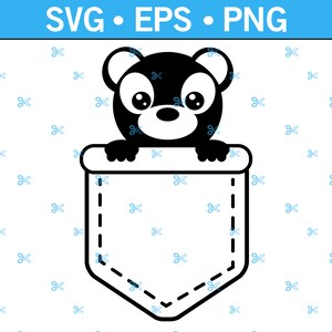 Cute Teddy Bear in Shirt Pocket Svg, Peek A Boo Bear, Tiny Bear Friend ...