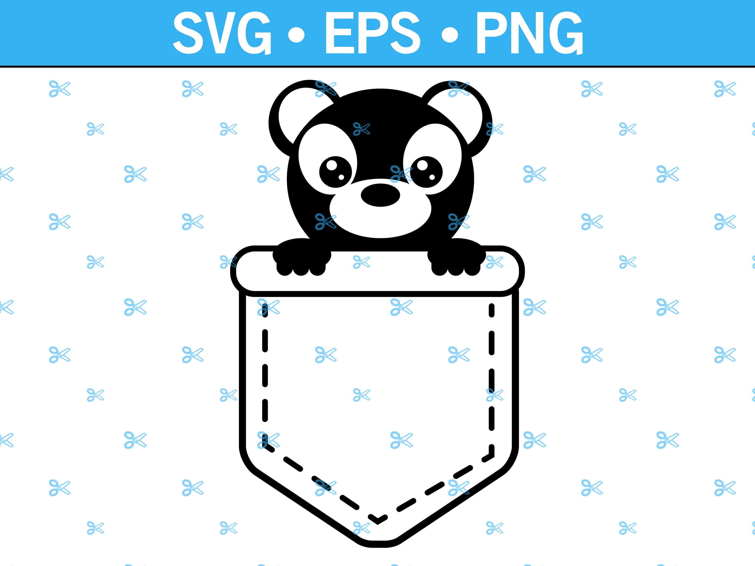 Cute Teddy Bear in Shirt Pocket Svg Peek A Boo Bear Tiny - Etsy