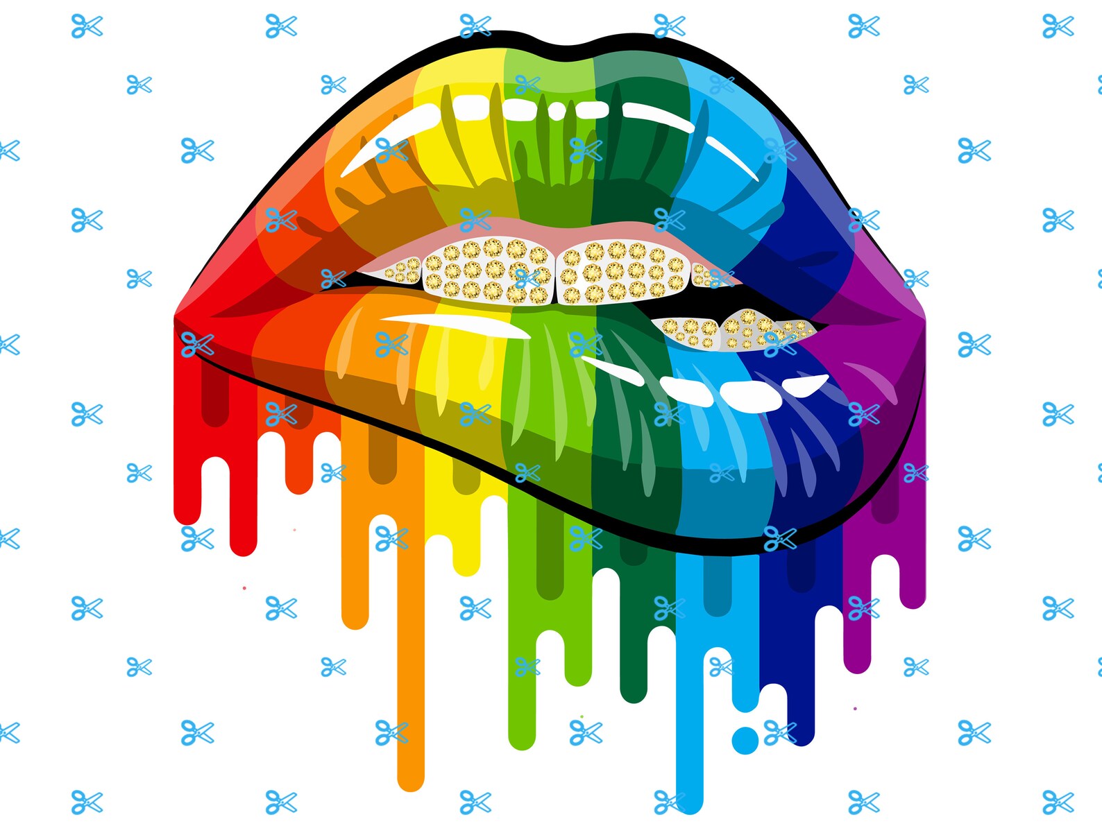 Rainbow Bling Drip Lips PNG, Print and Cut Lips, Dripping Lips, Biting Lips, Lips, Bling Pattern ...