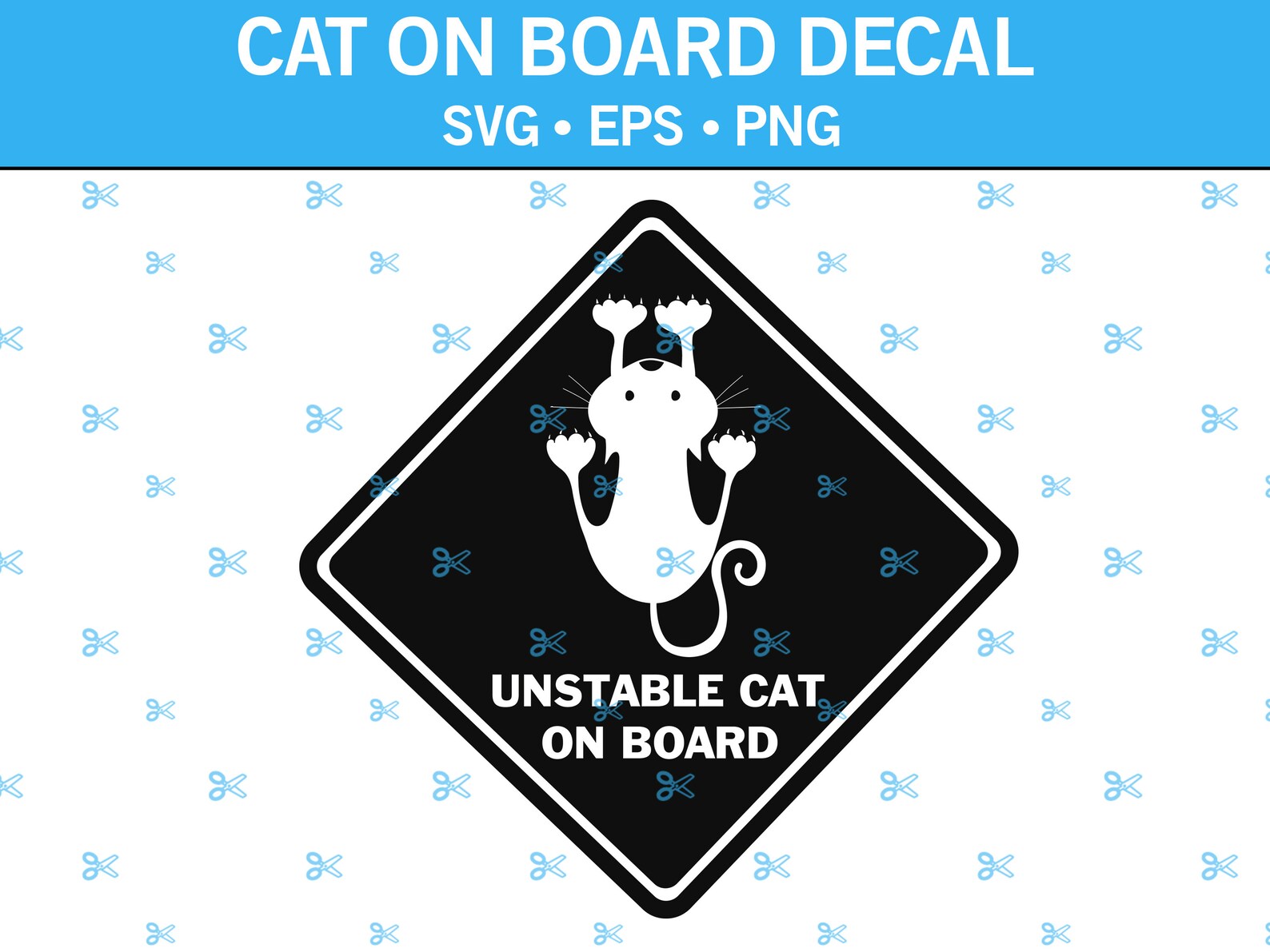 Unstable Cat on Board Car Decal SVG Cat Car Decal Svg Cat | Etsy