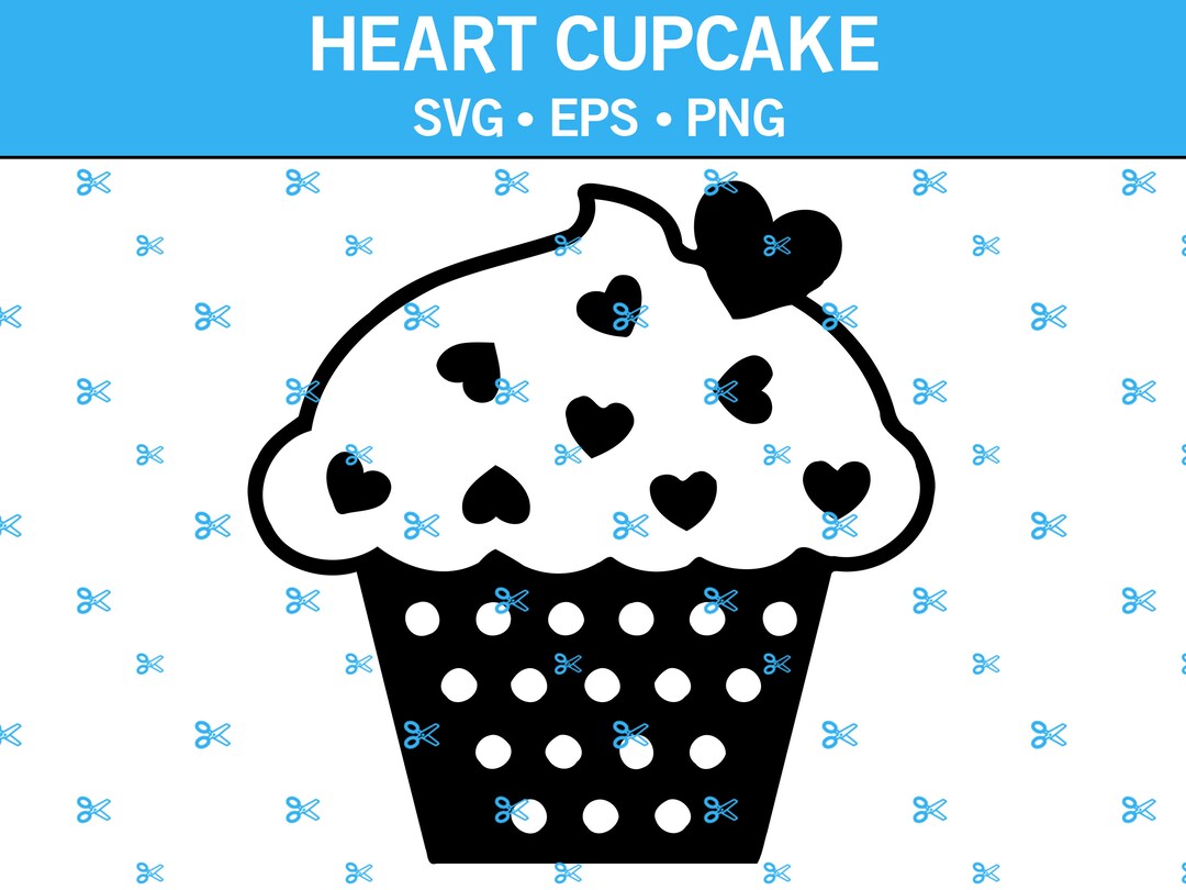 Heart Shape Cupcake SVG, Baked Cupcake, Love Cupcake, Valentines Cup ...