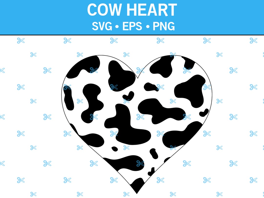 Cow Pattern Love Heart SVG, Cow Pattern Svg, Cow Valentines Heart Svg ...
