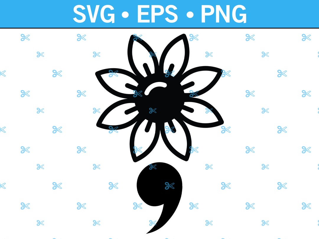 Daisy Flower Semicolon Mental Health Awareness SVG for Cricut and ...