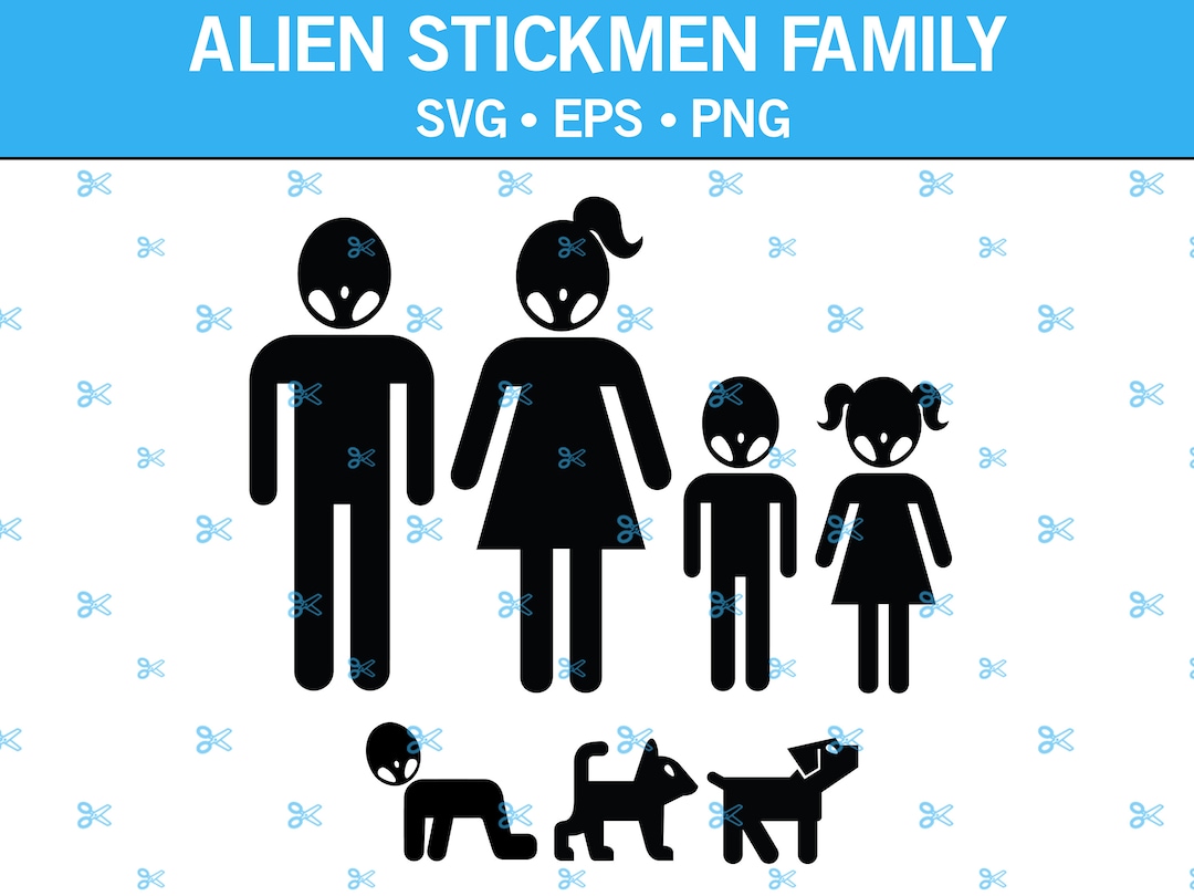 Alien Stickman Family SVG, Alien Mom Svg, Alien Dad Svg, Alien Kids Svg ...