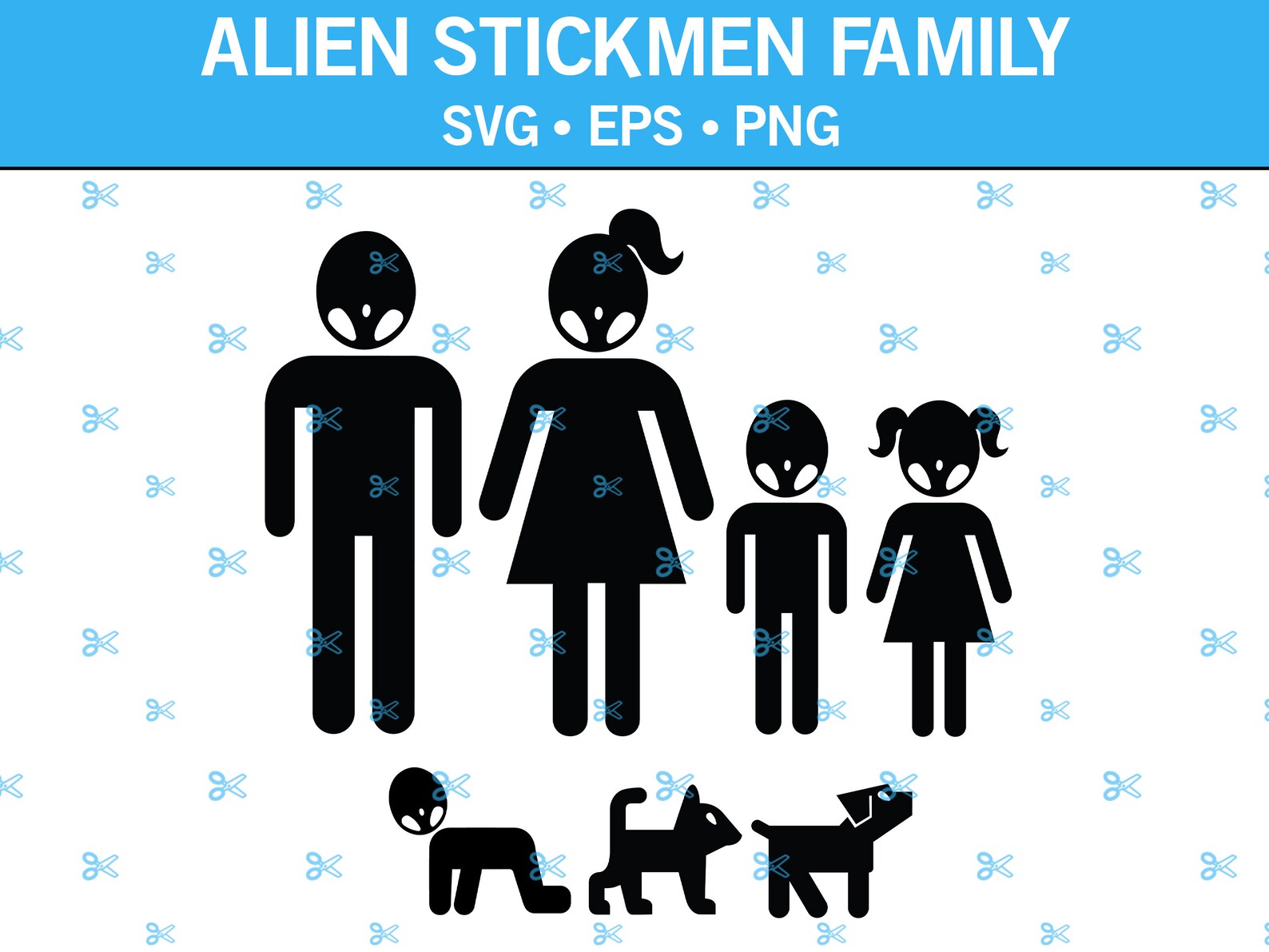 Alien Stickman Family SVG, Alien Mom Svg, Alien Dad Svg, Alien Kids Svg ...