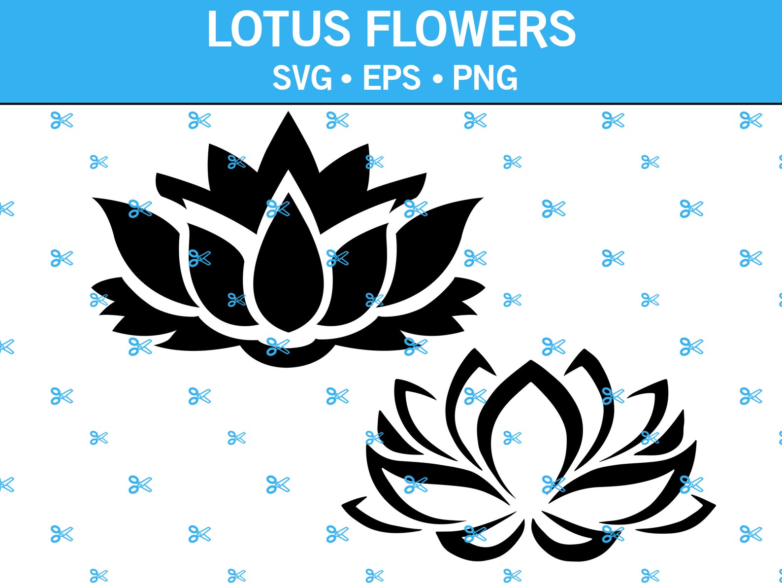 Two Lotus Flowers SVG, Solid Lotus Flower, Lotus Cut File, Spiritual ...