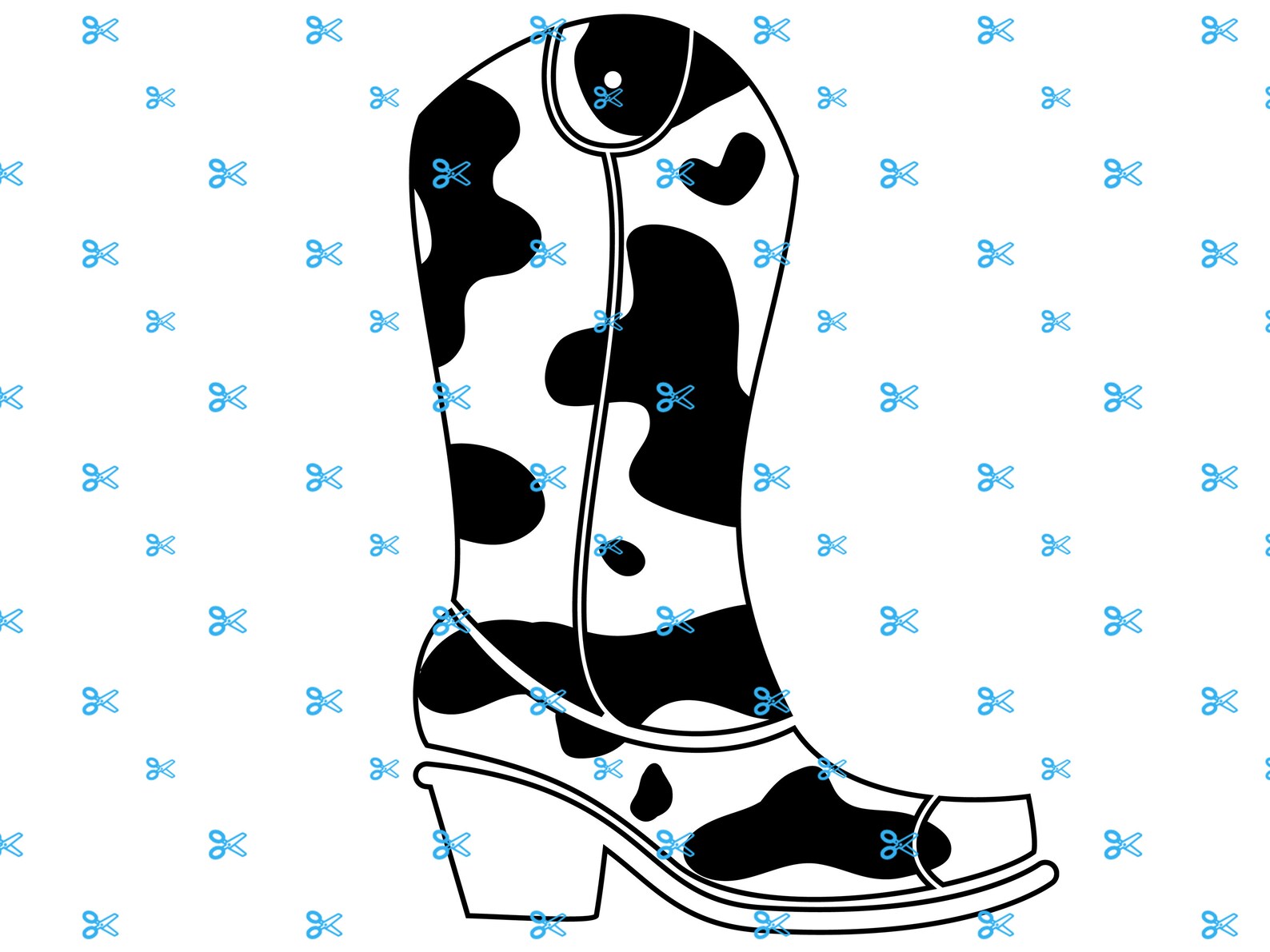 Cow Pattern Cowboy Boot SVG Cowboy Boot With Cow Pattern | Etsy