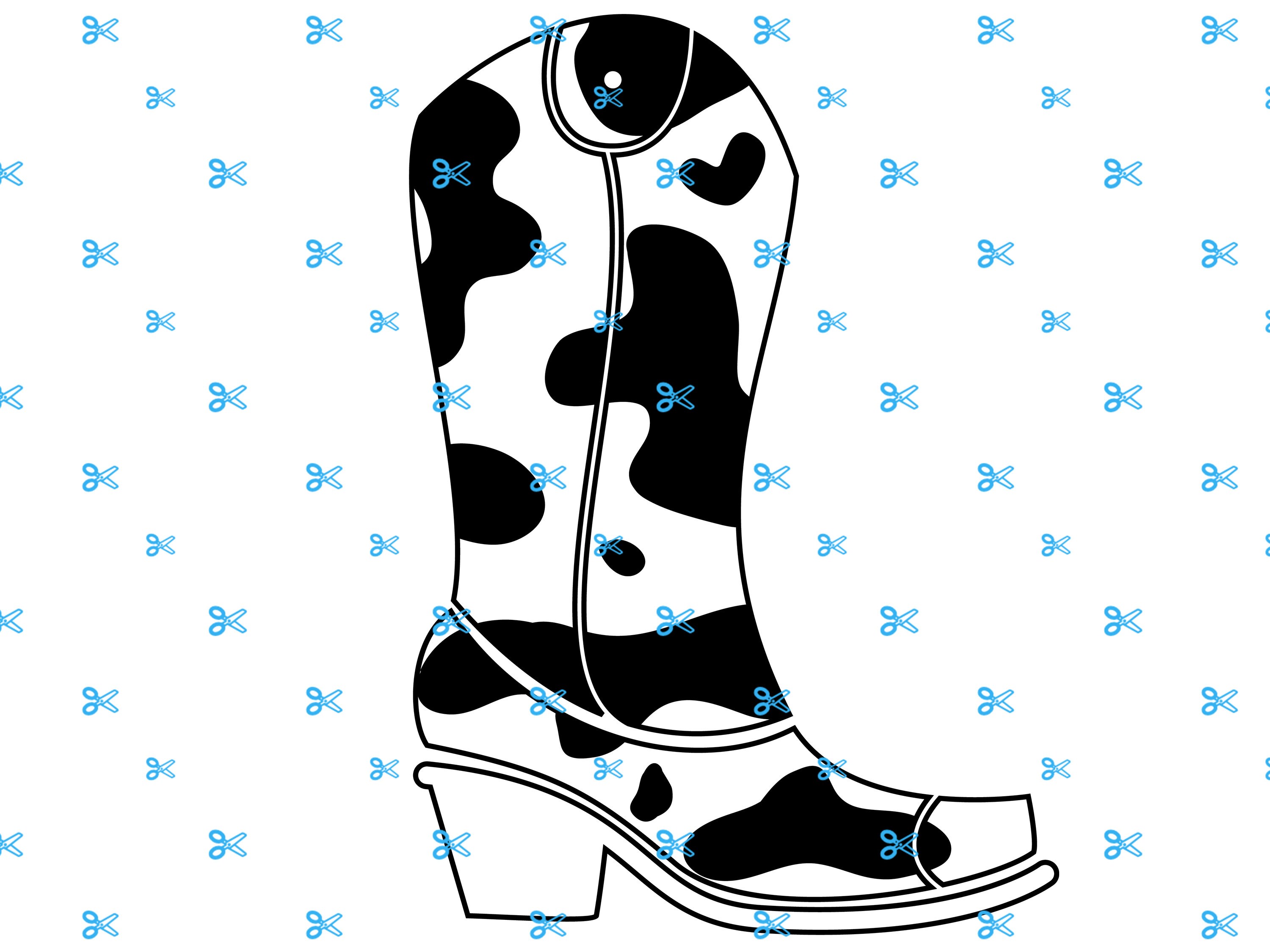 Cow Pattern Cowboy Boot SVG Cowboy Boot With Cow Pattern - Etsy