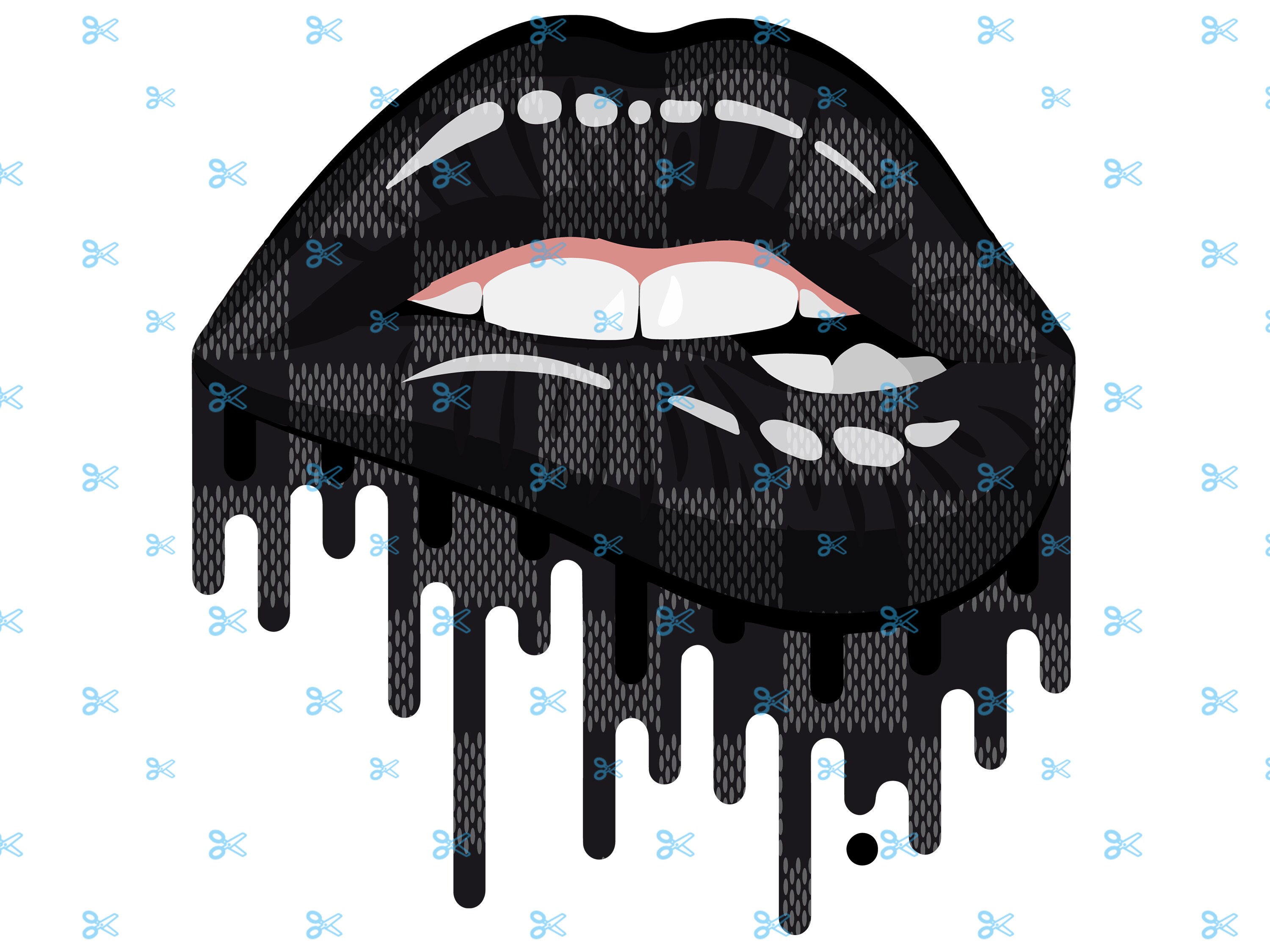 Checkered Drip Lips SVG, Print and Cut Lips, Dripping Lips, Biting Lips ...